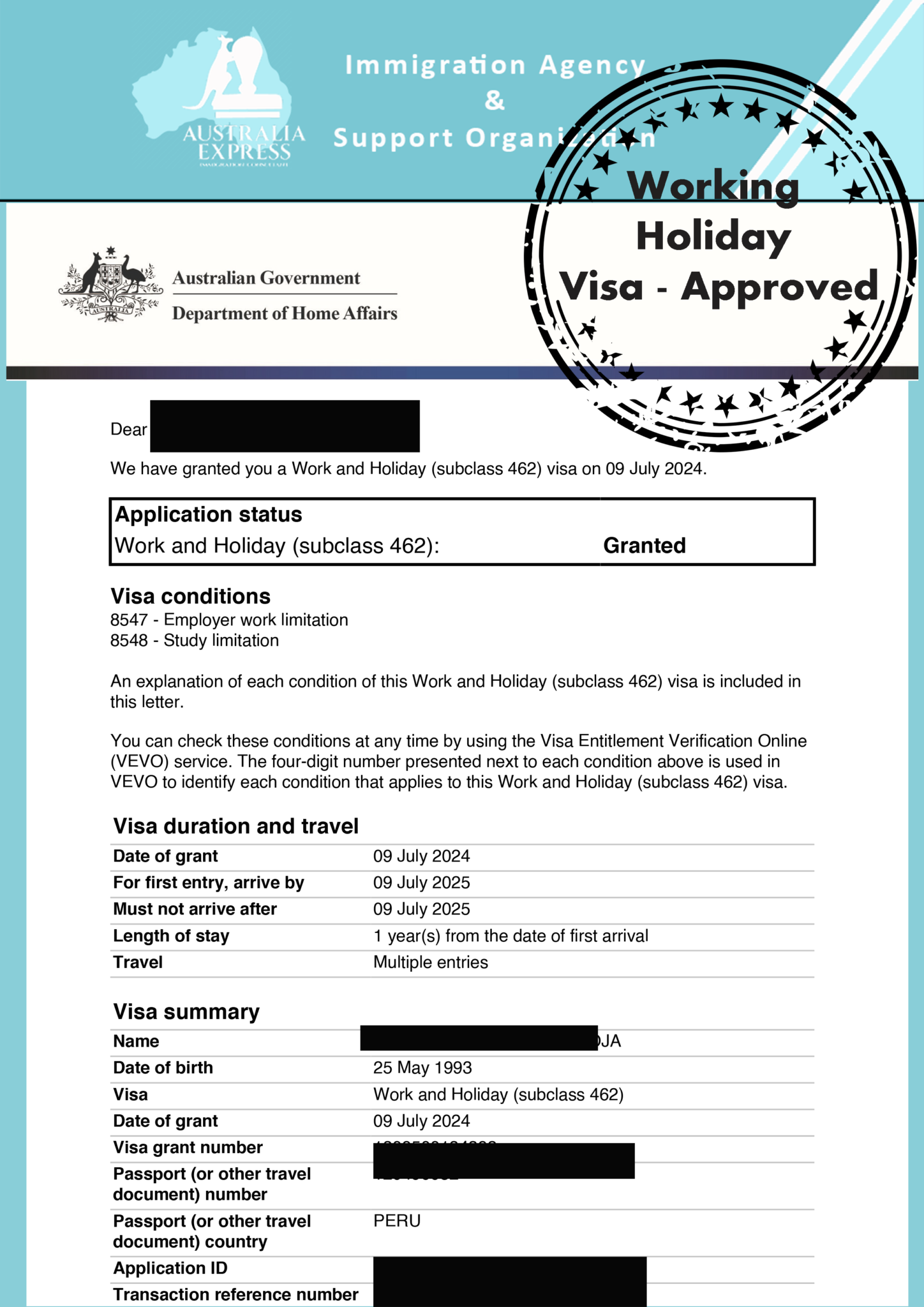 Visa Approvals - Australia Express